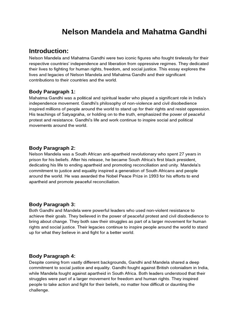 Nelson Mandela and Mahatma Gandhi | PDF | Mahatma Gandhi | Nelson Mandela