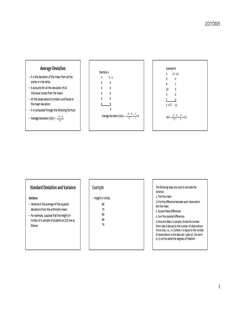 STATISTICS Lecture 2 - Studentcopysd | PDF | Variance | Coefficient Of ...