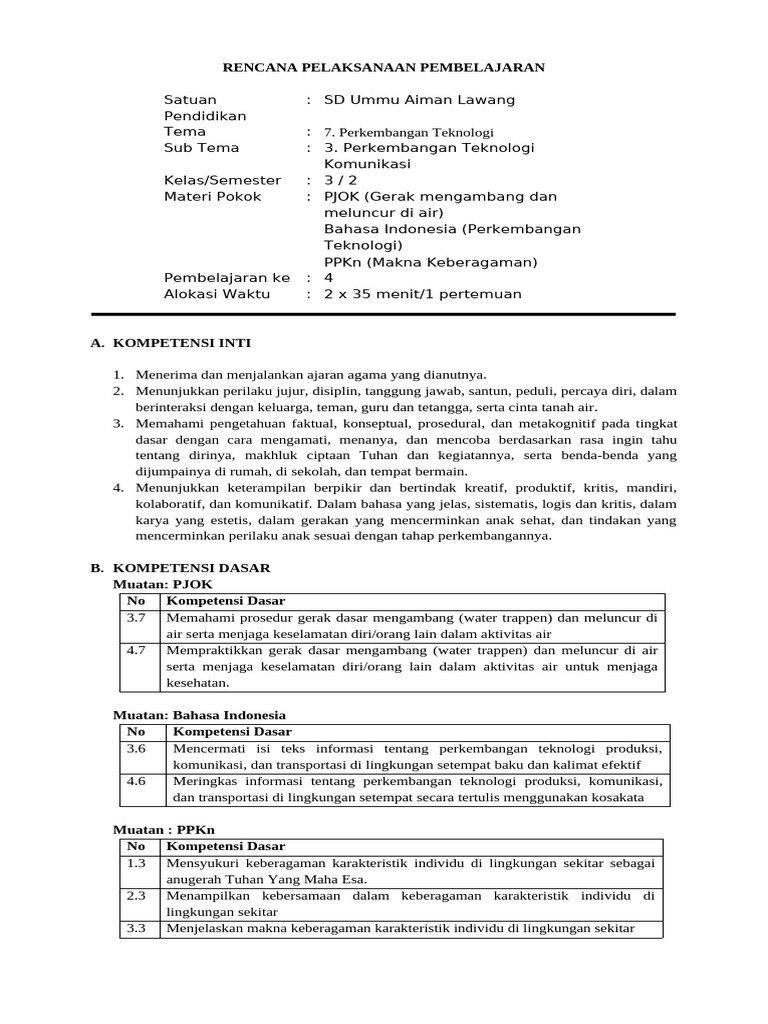 7. RPP KELAS 3 | PDF