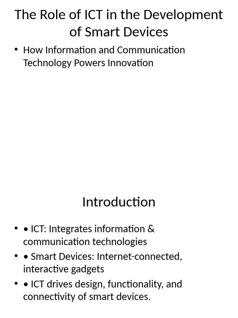 Role of ICT in Smart Devices | PDF