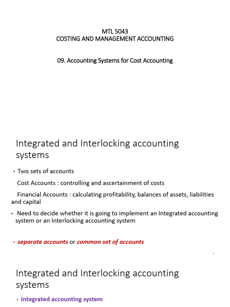 C &MA. 9. Accounting Systems For Cost Accounting | PDF | Financial ...