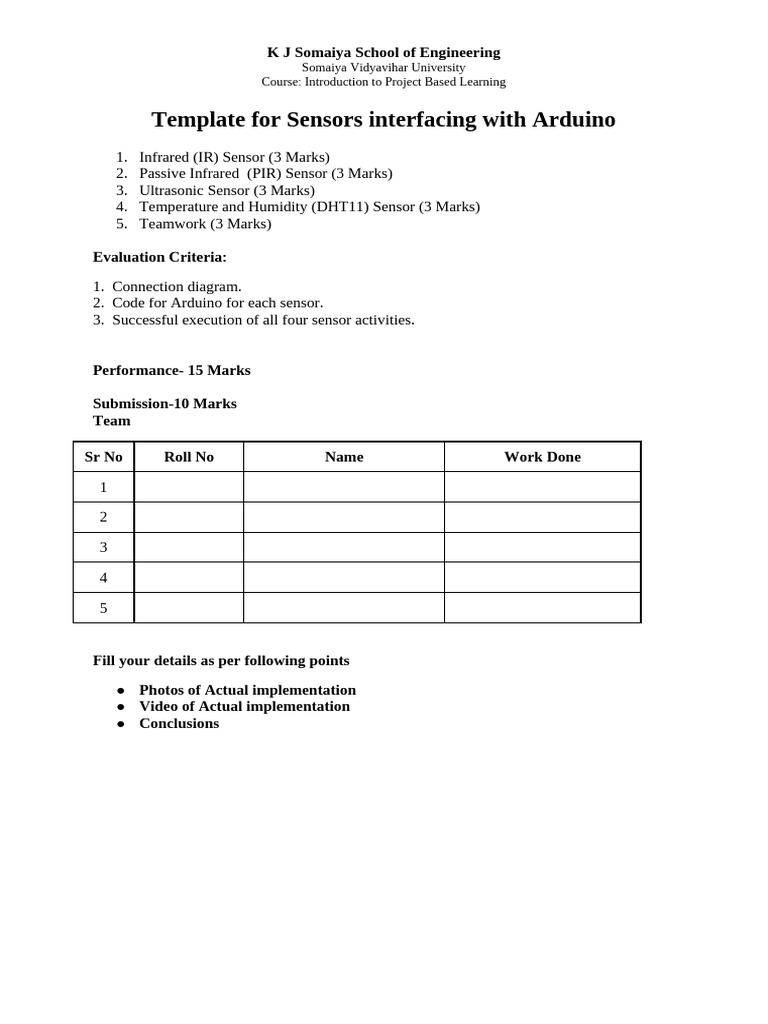 Arduino Sensor Project Template | PDF