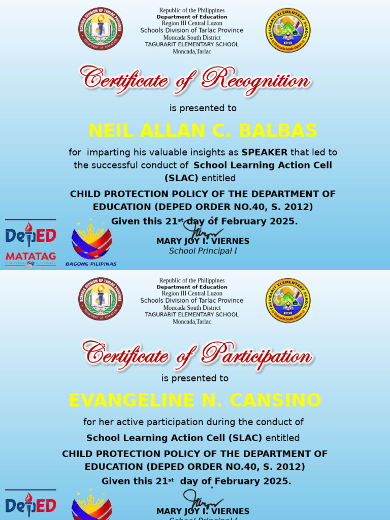 Slac Certificate | PDF | Government | Public Administration