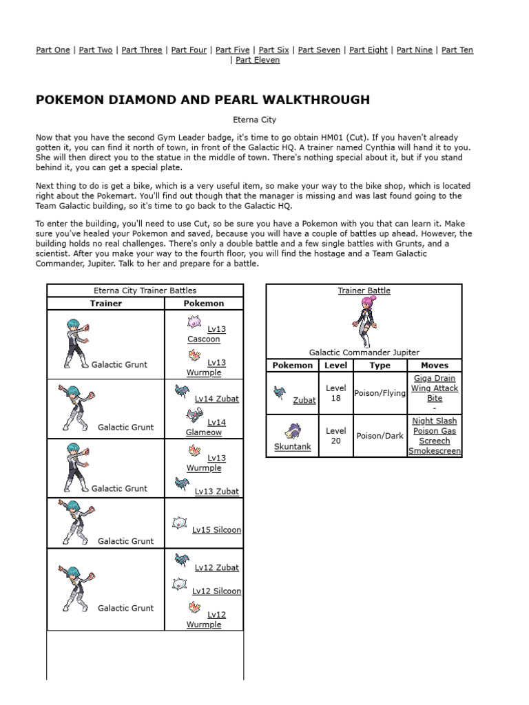 Pokemon Diamond and Pearl Walkthrough | PDF | Mulch | Pokémon