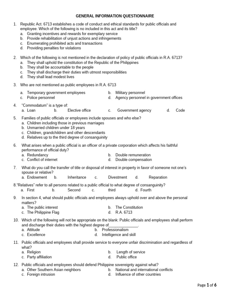 General Information Questionnaire 1 80 Edited | PDF | Justice | Crime ...