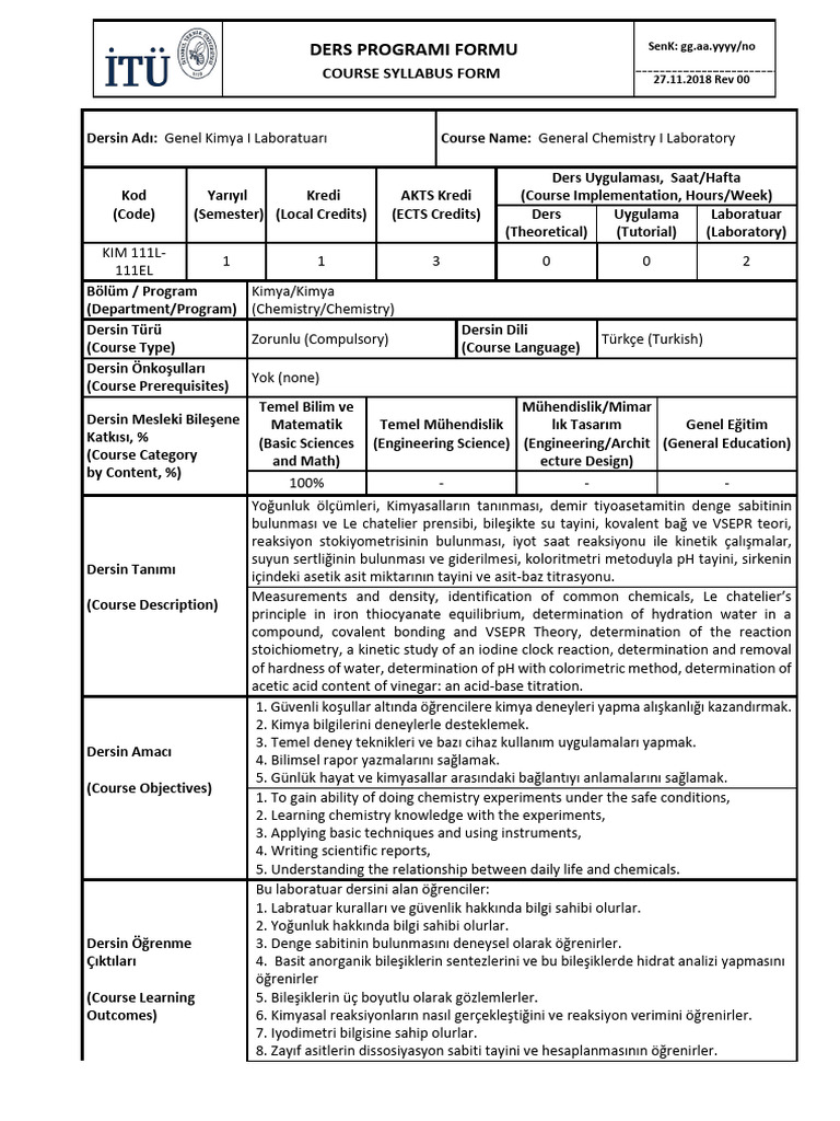 Genel Kimya I Lab | PDF
