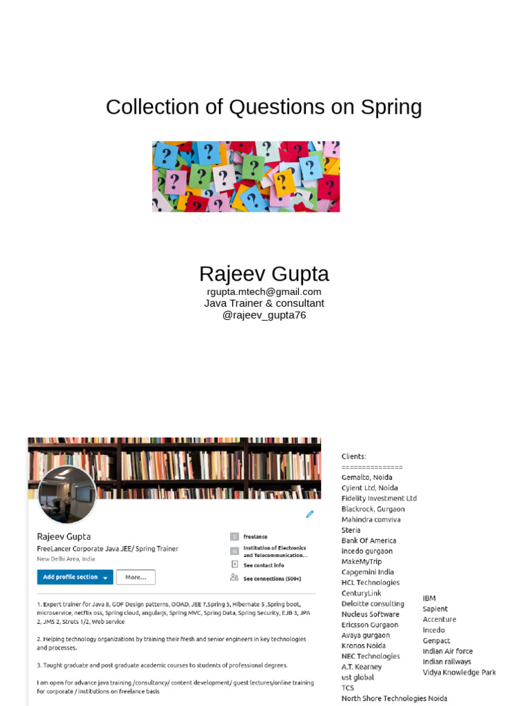 Collection of Questions For Spring | PDF | Spring Framework | Web Service