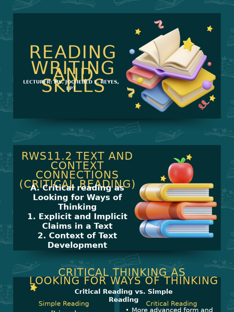 Critical Reading and Thinking Skills | PDF | Argument | Cognition