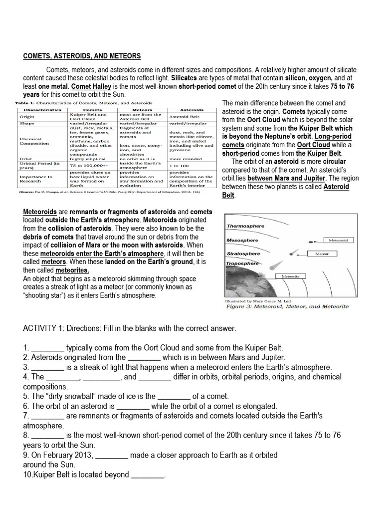 Comets, Asteroids, Meteors & Matter | PDF | Atoms | Atomic Nucleus