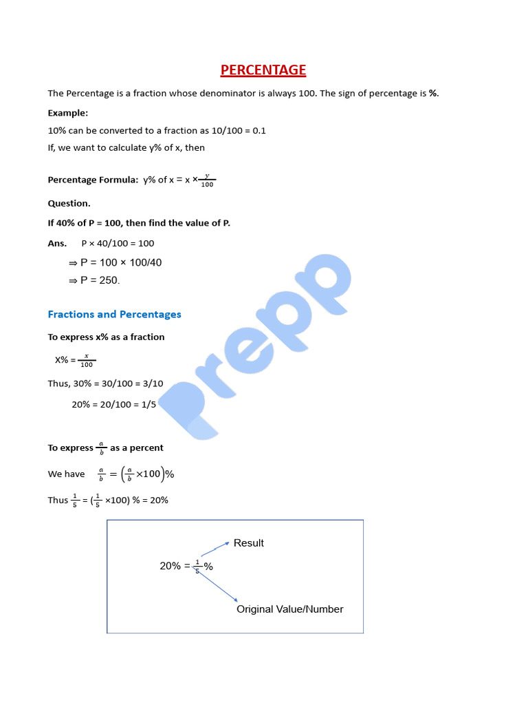 Percentage - Docx Concepts | PDF | Percentage | Mathematics