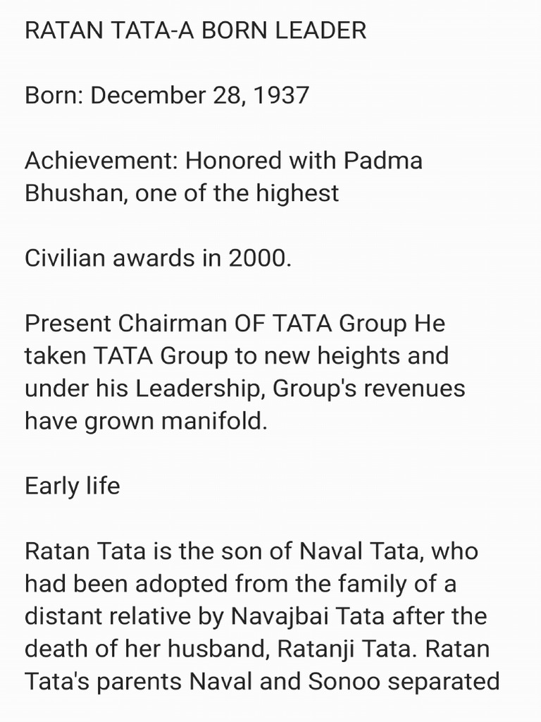 Ratan Tata role model | PDF