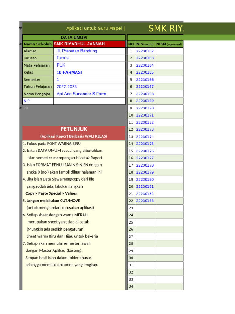 DAFTAR NILAI PUK KELAS 10 | PDF