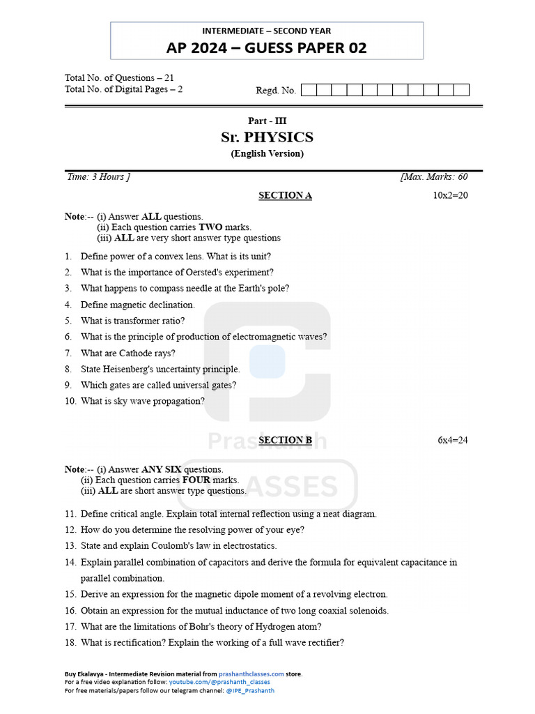 Sr Physics - GP 02 (AP) | PDF | Physics | Rectifier