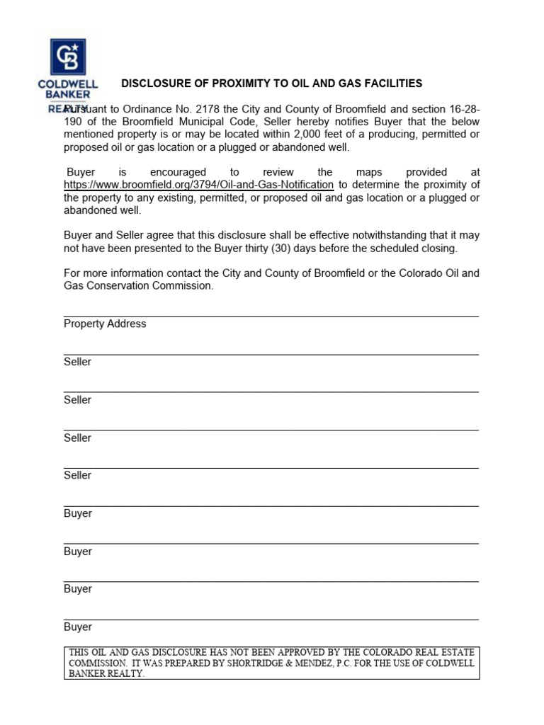 Coldwell Banker Oil and Gas Disclosure | PDF