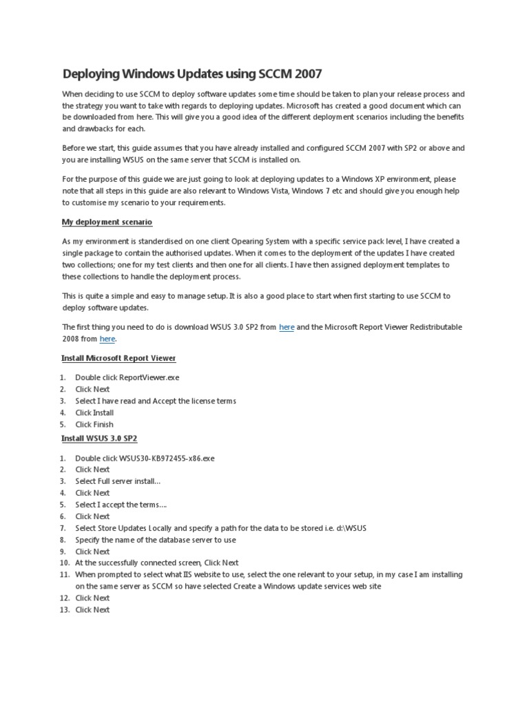 Deploying Windows Updates Using SCCM 2007 | PDF | Microsoft Windows ...