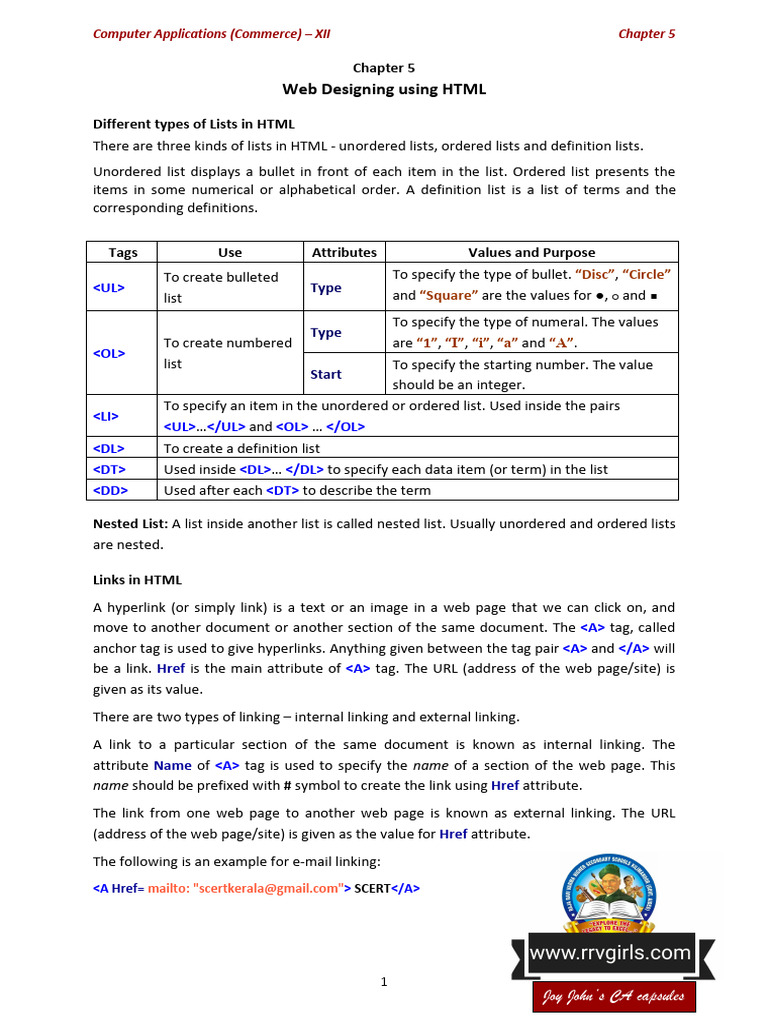 CA2 Chapter 5 | PDF | Hyperlink | Html Element