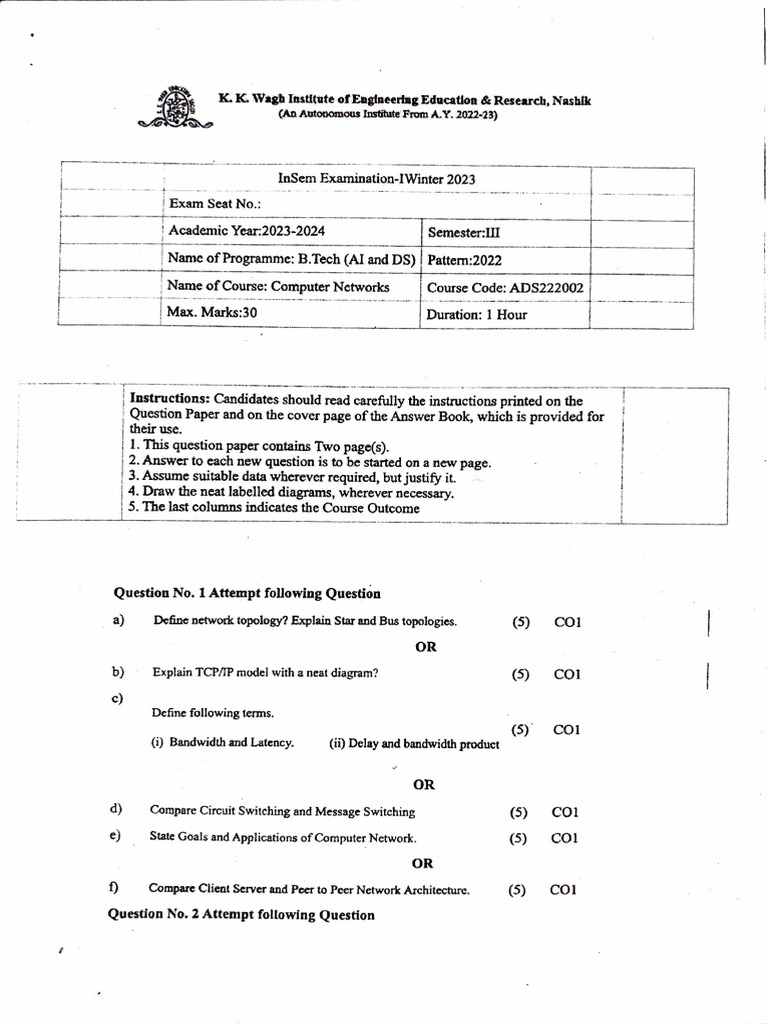 Insem Pyq - CN, DBMS, Se, DM | PDF