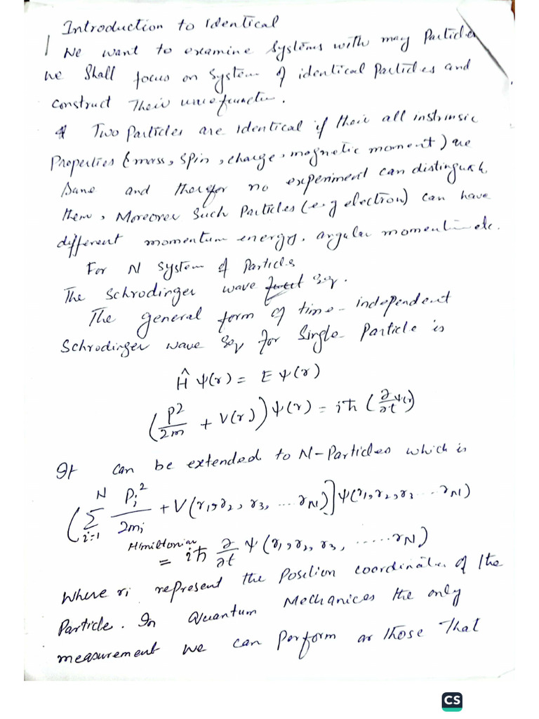 Identical Particles .Exchange Symmetry | PDF