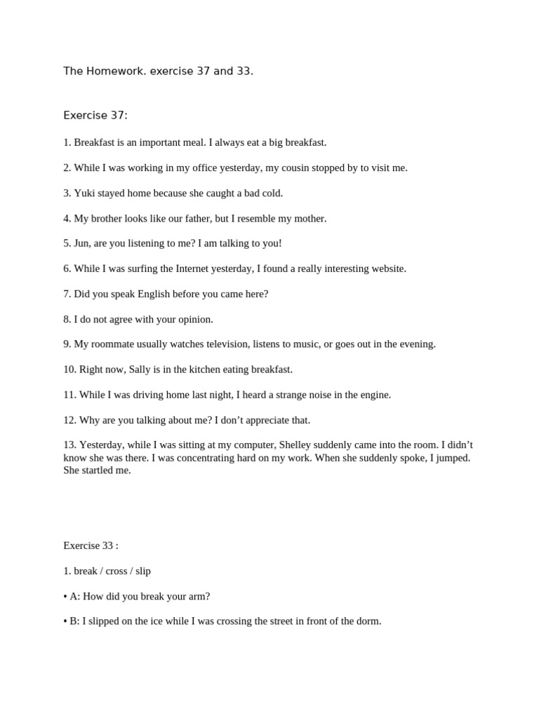 Homework Exercises 37 and 33 Summary | PDF