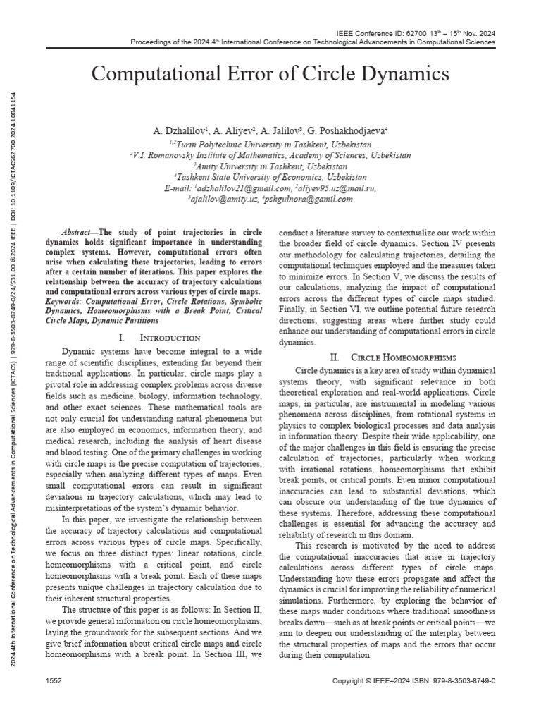 Computational Error of Circle Dynamics | PDF | System | Dynamical System