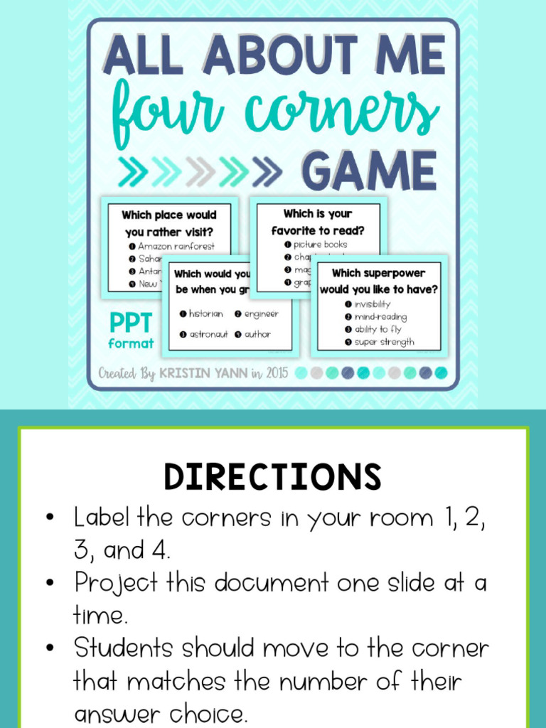 AllAboutMeFourCornersGame US Version | PDF