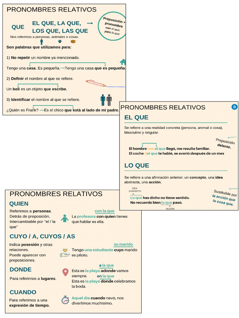 PDF Pronombres Relativos | PDF