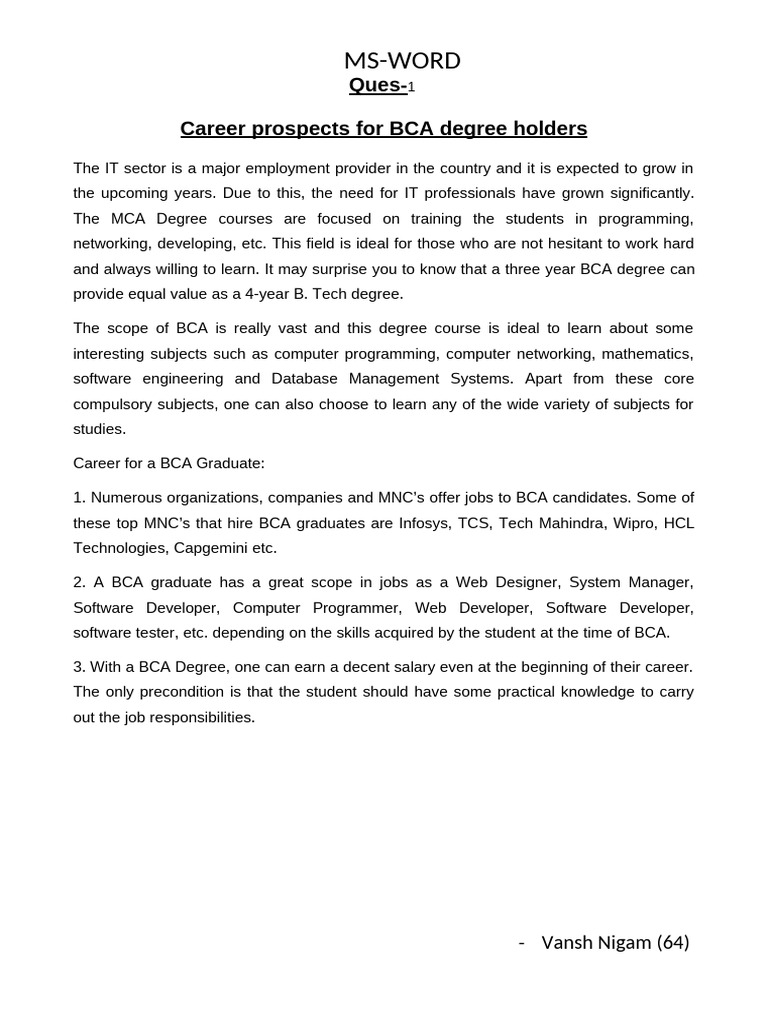 BCA and MCA Career Prospects Explained | PDF | Data | Computing