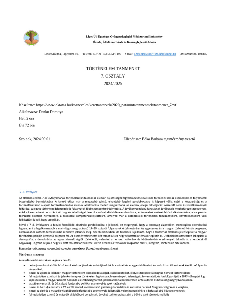 Tortenelem_7 tanmenet | PDF