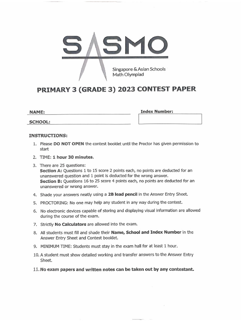 2023三年级 sasmo | PDF