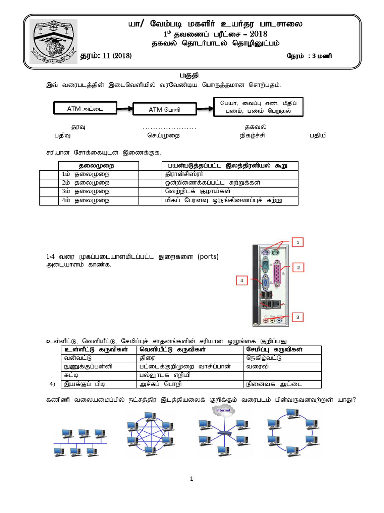 Grade 11 Ict Tamil Medium-1 | PDF | Computer Architecture | Computing