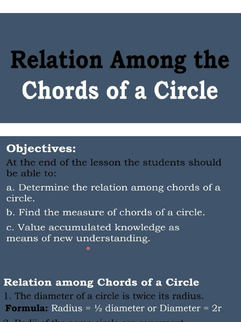 Theorems On Chords Arcs and Angles of A Circles | PDF