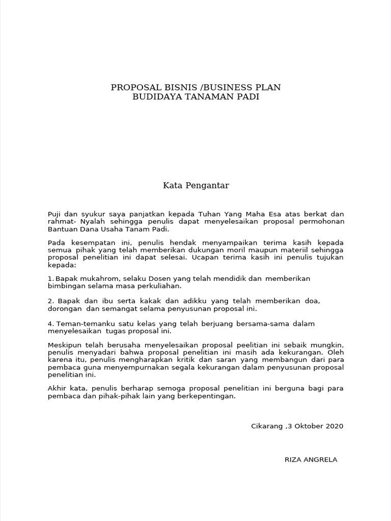 Proposal Budidaya Tanaman Padi | PDF