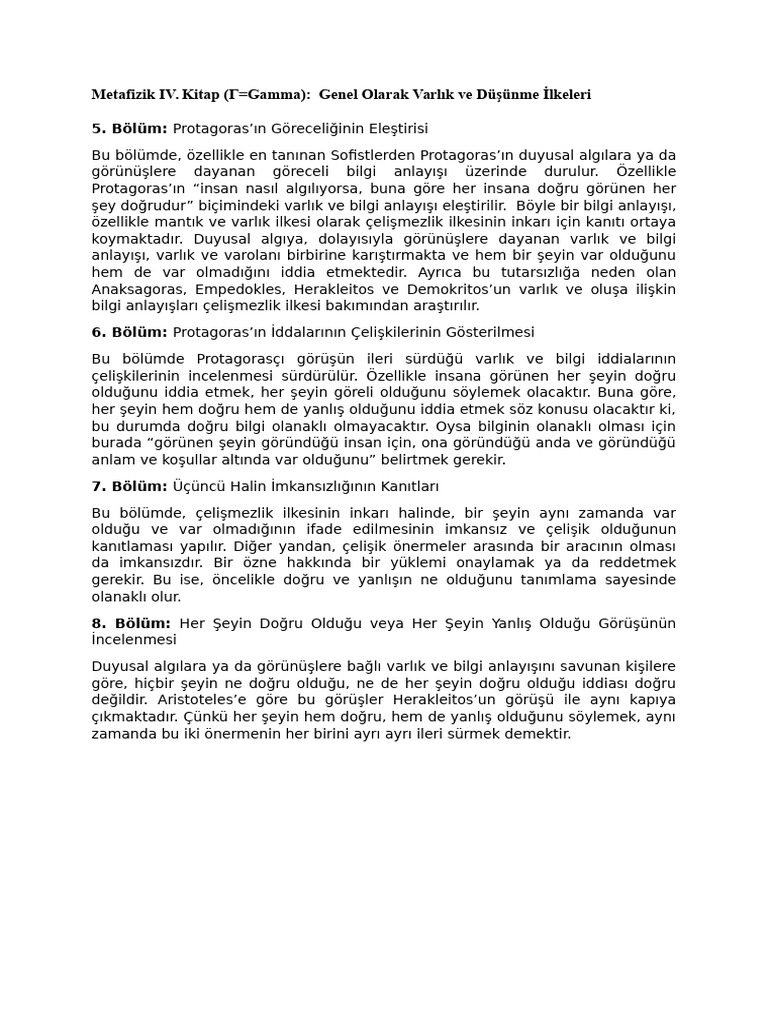 Varlık Felsefesi-7. Hafta-Metafizik IV. Kİtap | PDF