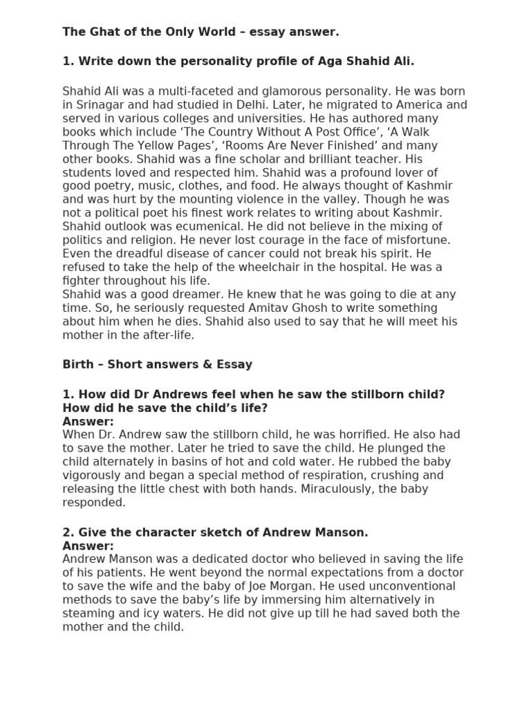 Grade XI Snapshots SA & Essays | PDF