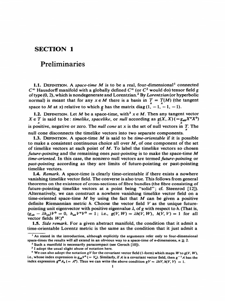 1-preliminaries-1972 | PDF | Spacetime | Differential Geometry
