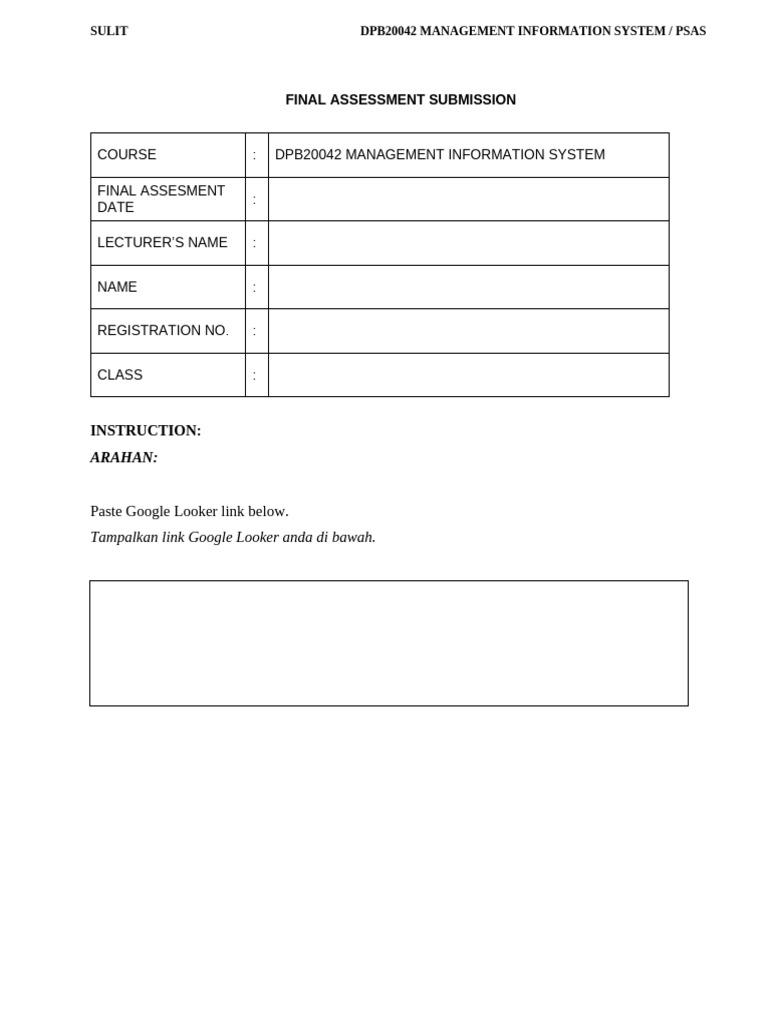 DPB20042 Management Info System Assessment | PDF