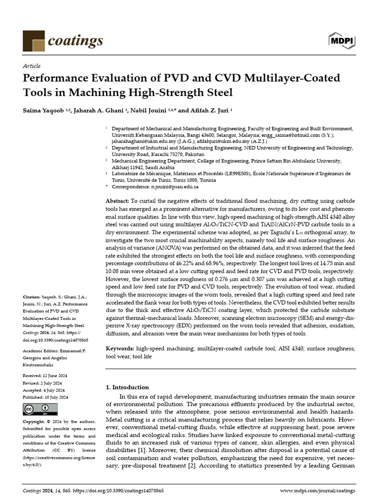 Performance Evaluation of PVD and CVD Multilayer-C | PDF | Thin Film ...