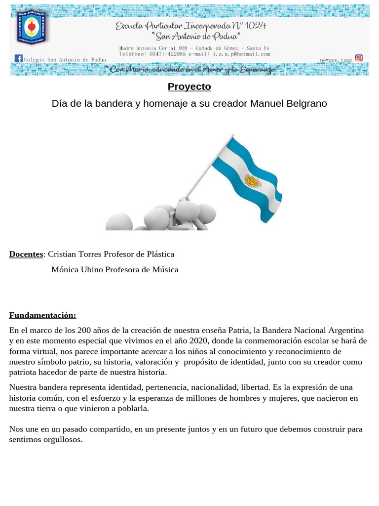 Proyecto dia de la bandera | PDF | Maestros | Enseñando