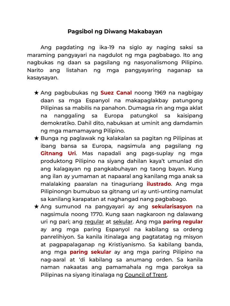 Pagsibol NG Diwang Makabayan | PDF