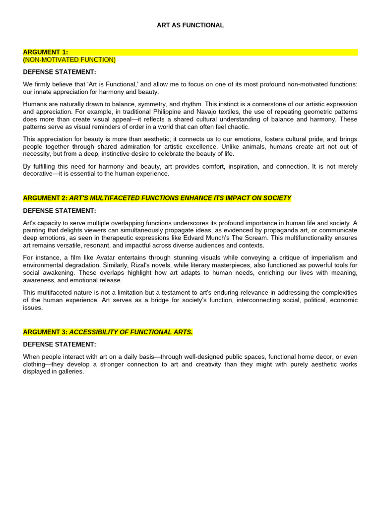 Art As Functional Debate | PDF | Existentialism | Aesthetics