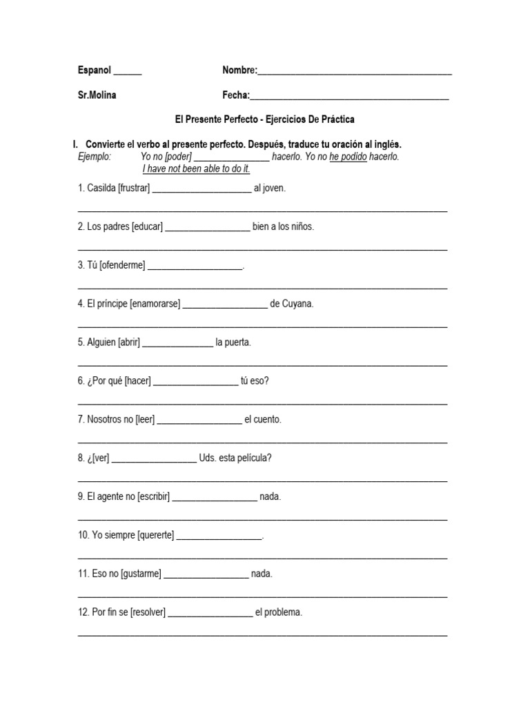 Actividades-El Presente Perfecto | PDF