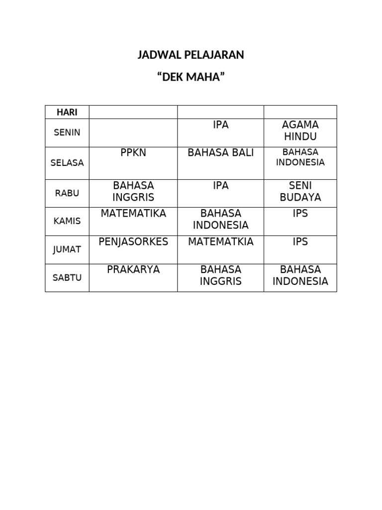 Jadwal Maha | PDF