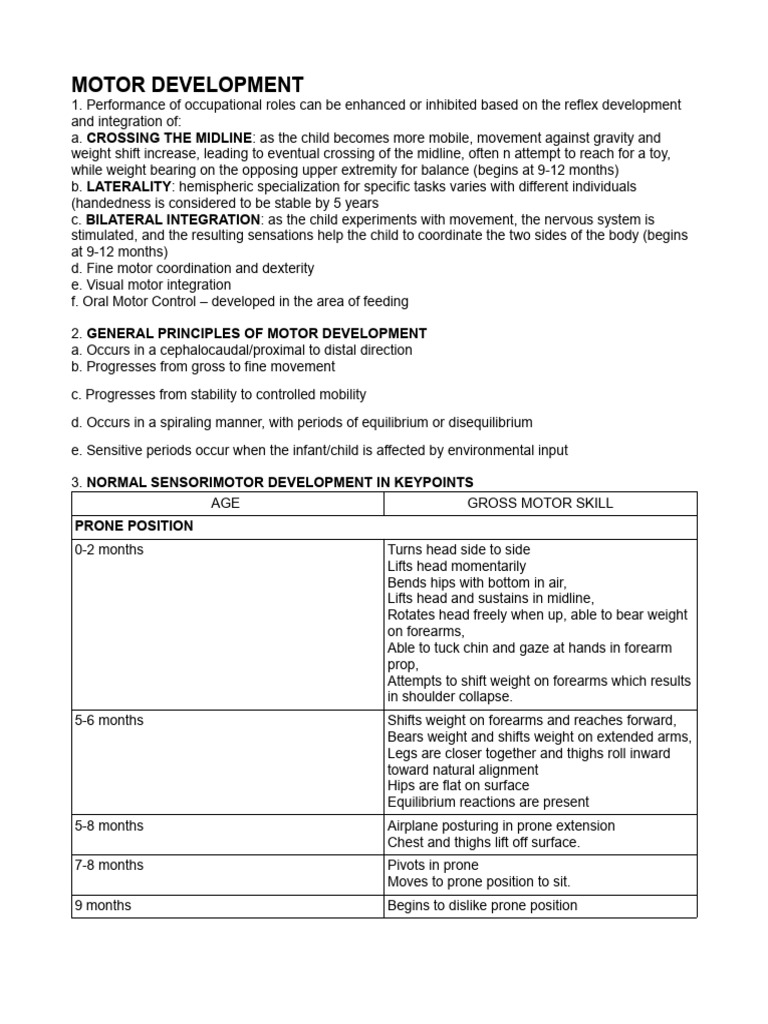 HumDev1 - Motor Milestones (Infancy) | PDF | Anatomical Terms Of Motion ...