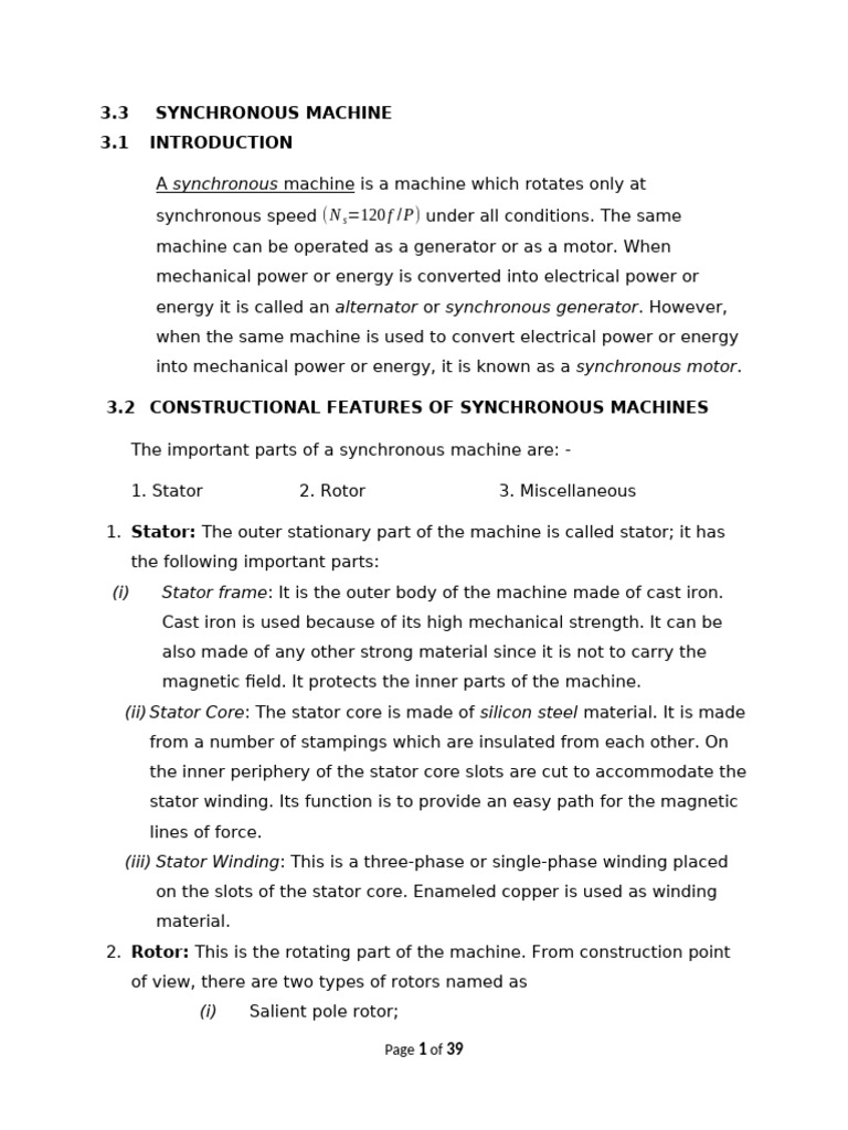 3 Three Phase Synchronous machines | PDF | Electric Motor | Electrodynamics