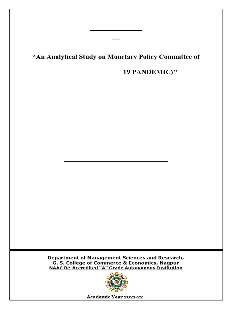 An Analytical Study On MPC OF RBI | PDF | Monetary Policy | Reserve ...