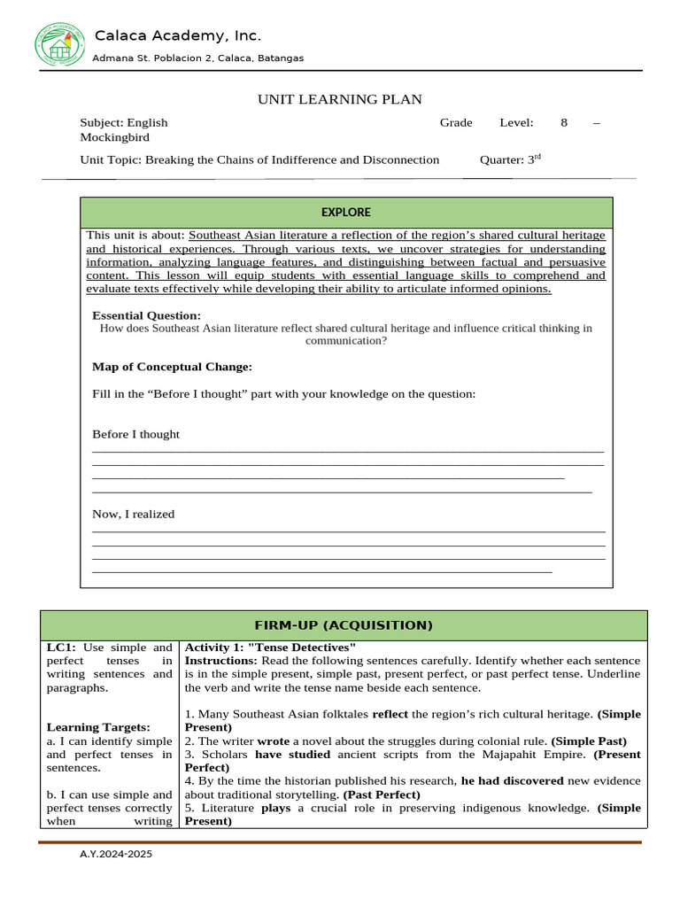Southeast Asian Literature Unit Plan | PDF | Propaganda | Experiment