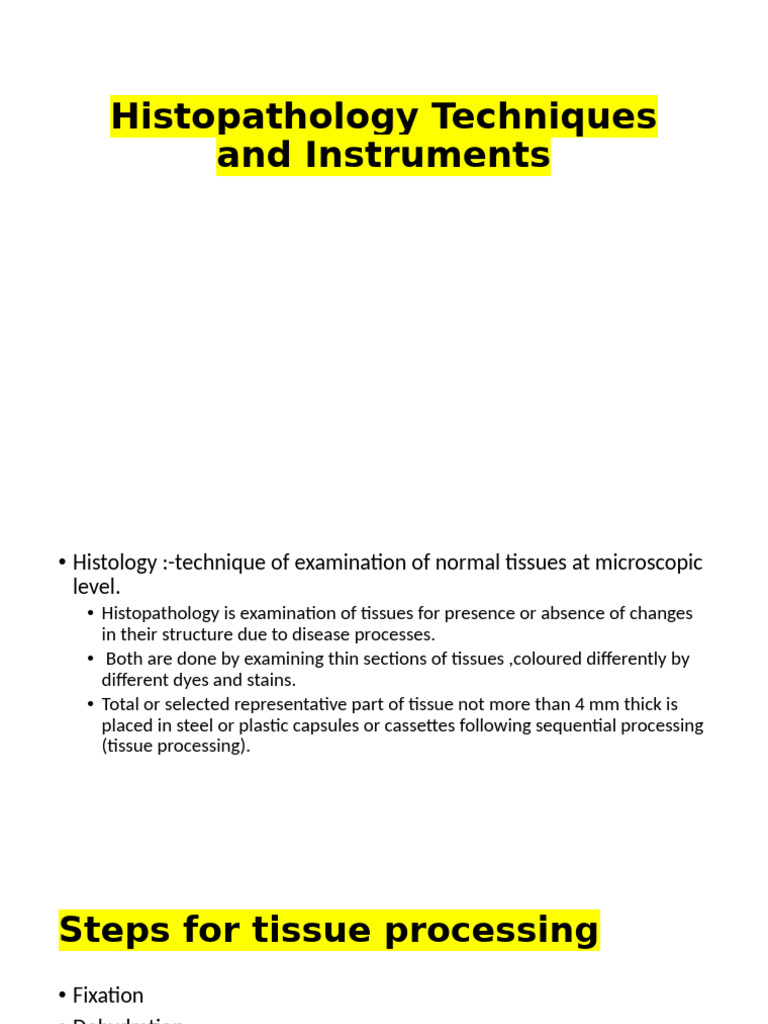 Histopathology Techniques and Instruments | PDF | Histopathology ...