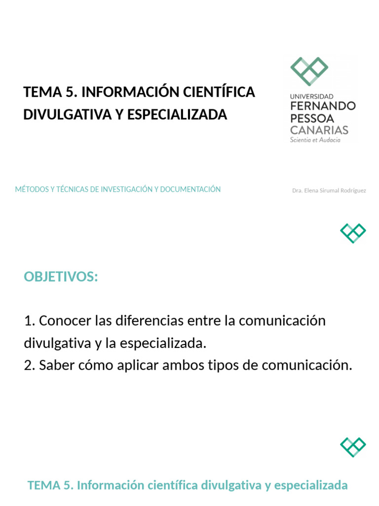 Tema 5. Información Científica Divulgativa Y Especializada: Métodos Y ...