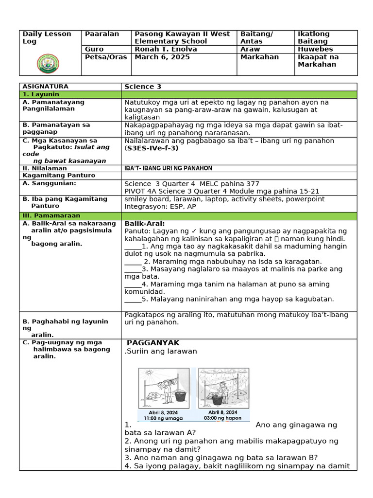 Cot1 Filipino 2023 2024 | PDF