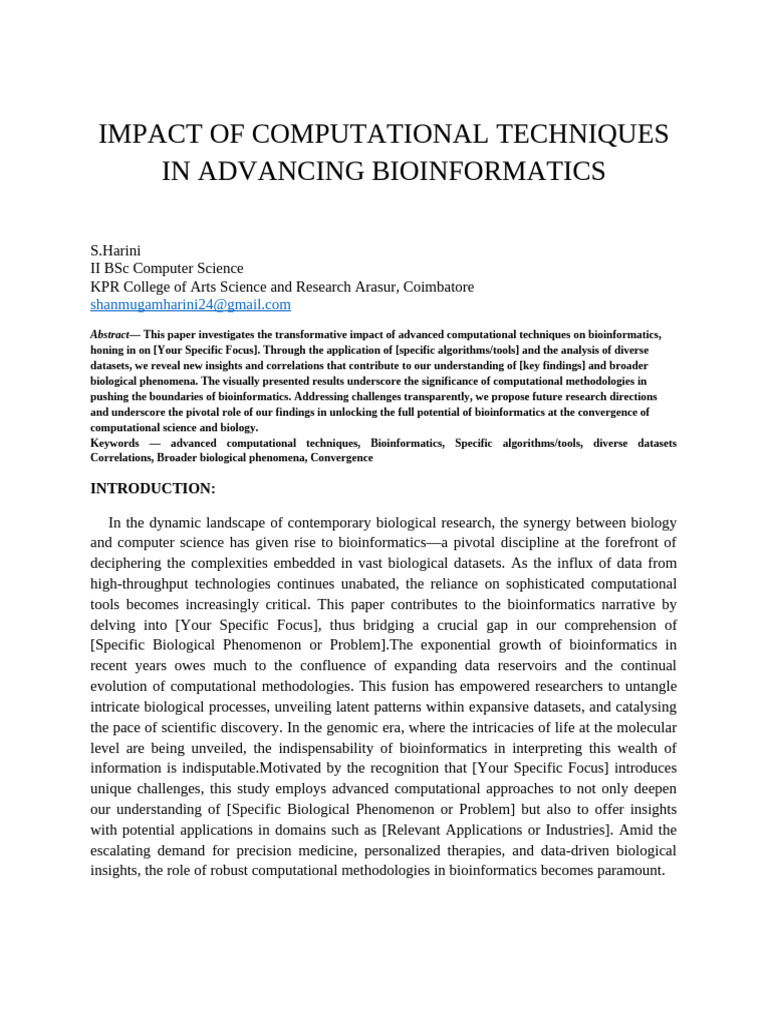 Computational Techniques in Bioinformatics | PDF | Bioinformatics ...